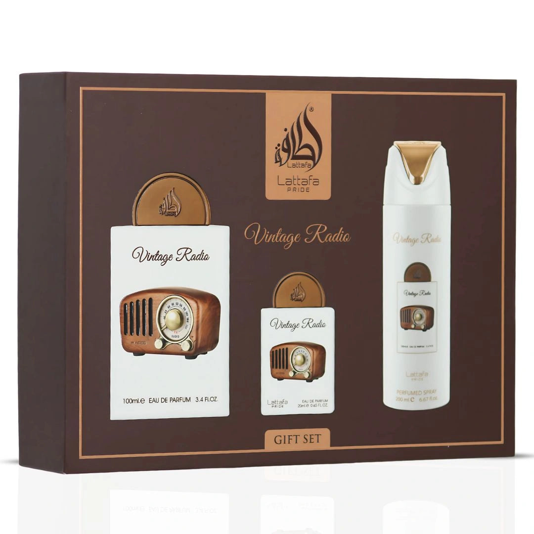 Lattafa Pride Vintage Radio 3-Piece Eau de Parfum Gift Set – Intense ...